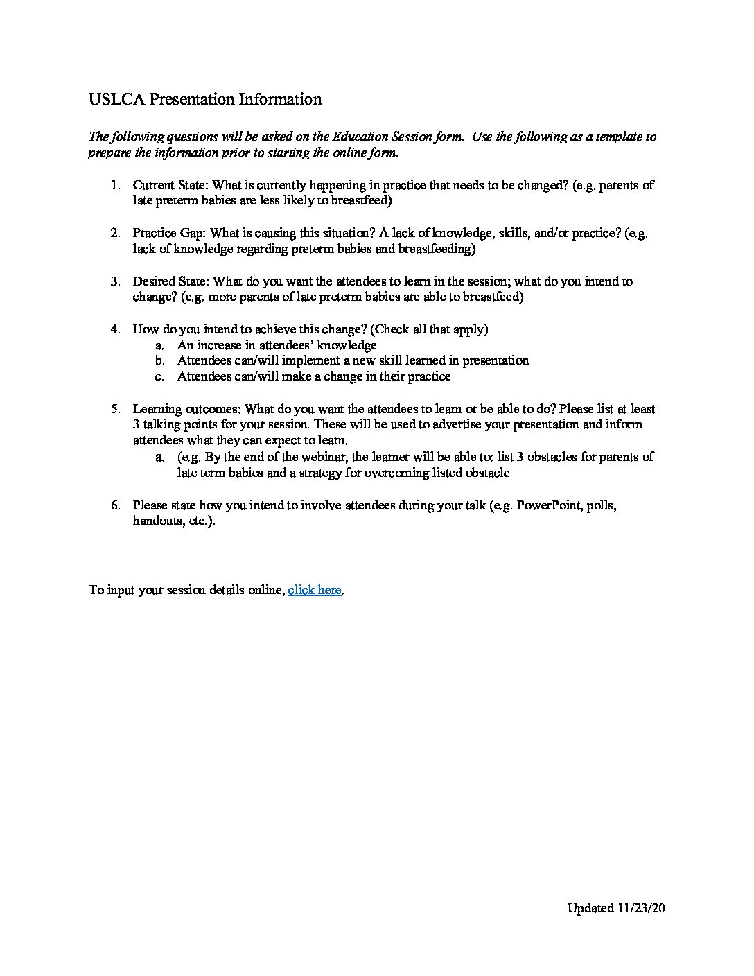 USLCA Presentation Information - USLCA